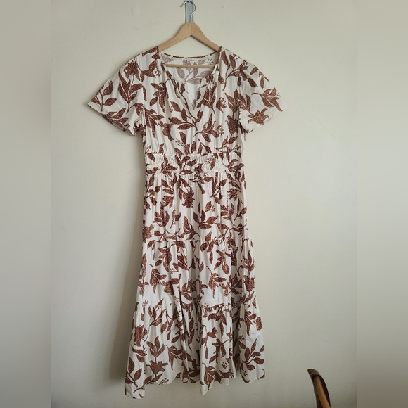 Kate & Sam | Dresses | Kate Sam Brown Floral Tiered Midi Dress Boho ...